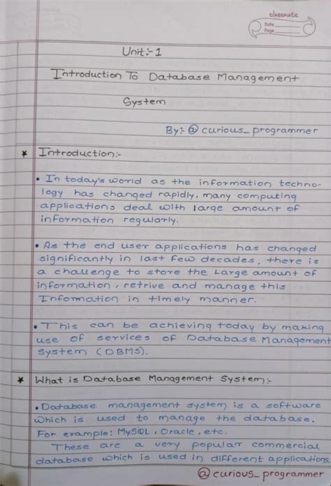 dbms handwritten notes codewithcurious