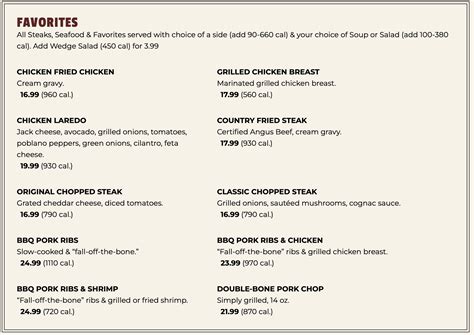 Saltgrass Steak House Menu With Prices Updated February
