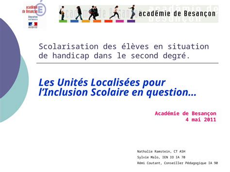 PPT Scolarisation des élèves en situation de handicap dans le second