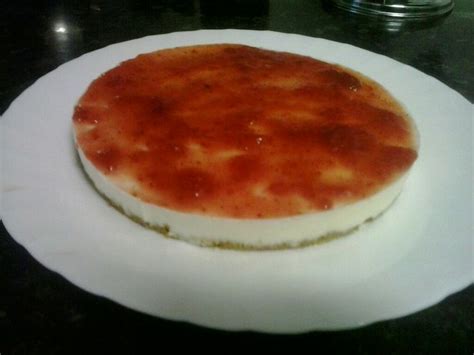 Tarta De Queso Fresco Y Mermelada De Fresa Sin Horno Y Casera