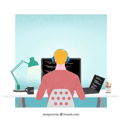 free vector programmers concept with flat design