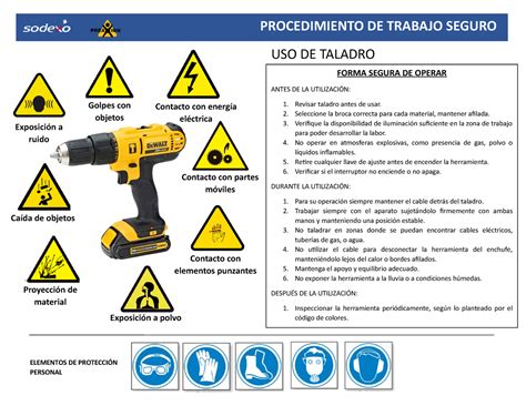 Uso de taladro FORMA SEGURA DE OPERAR ANTES DE LA UTILIZACIÓN