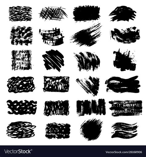 Set Black Paint Ink Brush Strokes Brushes Vector Image