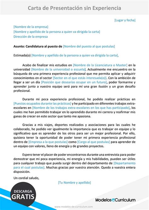 Ejemplos De Carta De Presentacion Para Cv Sin Experiencia Financial