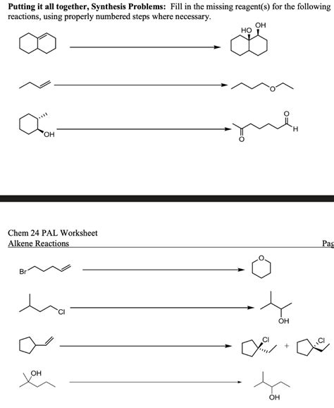 Solved Putting It All Together Synthesis Problems Fill In Chegg