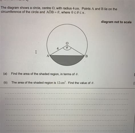 Solved The Diagram Shows A Circle Centre O With Radius 4 Chegg