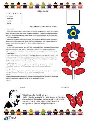 Okul Öncesi Gelişim Raporu Süsleme Şablonları