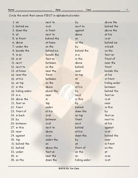 List Of Prepositions In Alphabetical Order