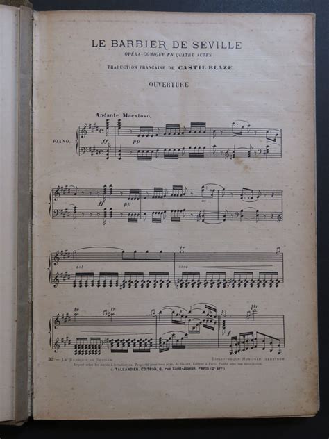 ROSSINI G Le Barbier de Séville Opéra Chant Piano by ROSSINI G Le