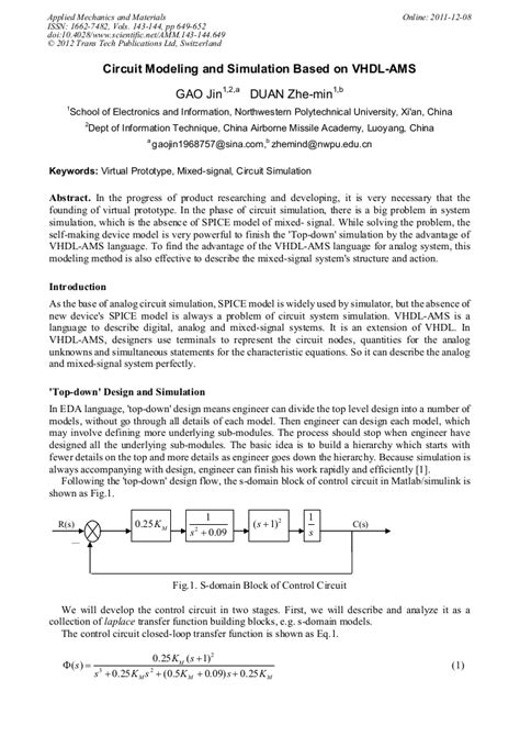 circuit modeling and simulation based on vhdl ams scientific