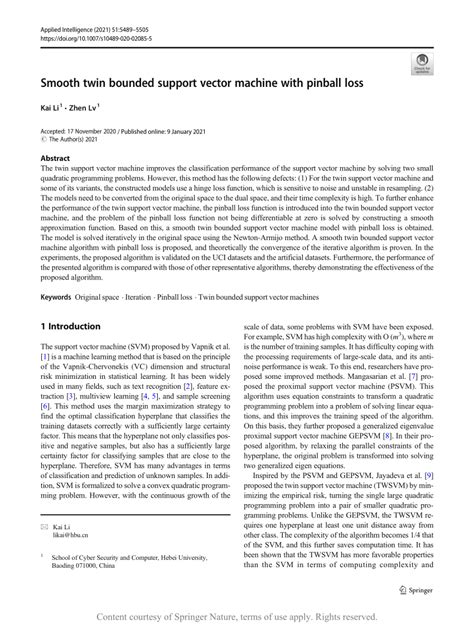 pdf smooth twin bounded support vector machine with pinball loss