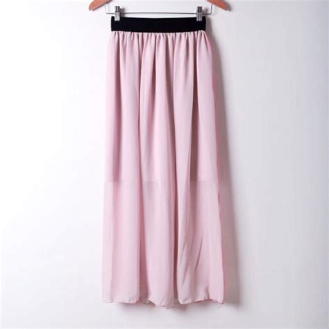 Damen Doppellagig Chiffon Plissiert Retro Lang Maxi Kleid Gummibund