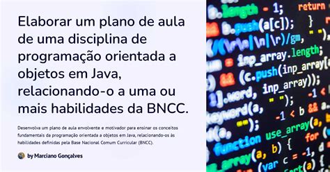 Elaborar um plano de aula de uma disciplina de programação orientada a