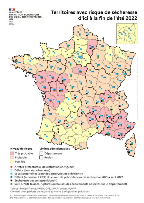 La carte des territoires exposés au risque de sécheresse d ici la fin