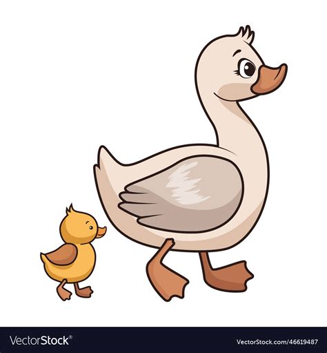 Cute Duck Mom And Baby Royalty Free Vector Image