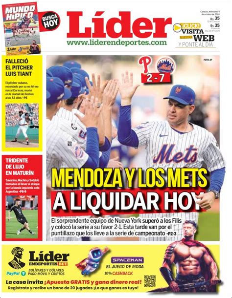 Periódico Lider en deportes Venezuela Periódicos de Venezuela