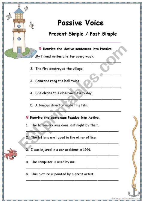 Grammar Worksheet Passive Voice