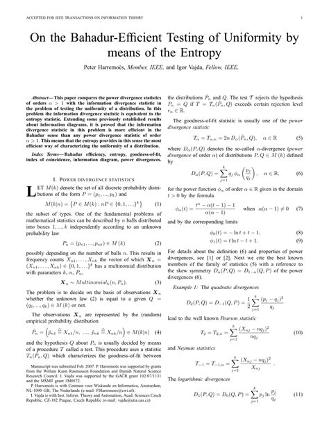 pdf on the bahadur efficient testing of uniformity by means of the entropy