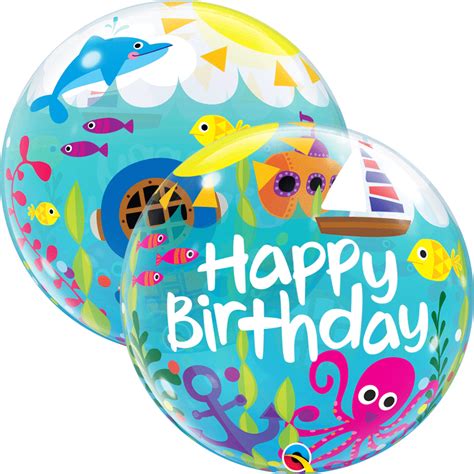 Ballon Bubble Happy Birthday Maritime Fun 56cm Qualatex Color Pop