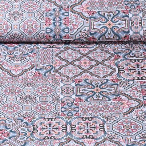 Toile De Coton Canevas Impression Digitale Dallage Bleu Clair Snaply
