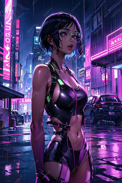 Premium Photo Cyberpunk Girl Anime Style Scifi Futuristic Background