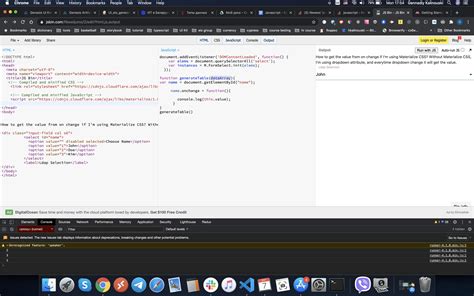 Javascript How To Get Value On Change If Using Materialize Css