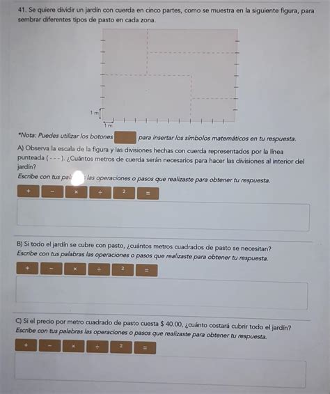 41 Se quiere dividir un jardín con cuerda en cinco partes como se
