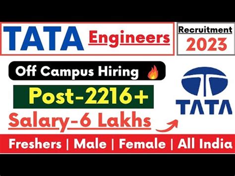 TATA Engineers Hirings 2023 Post 2216 Salary Rs 6 Lakhs All