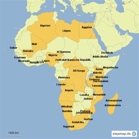 Stepmap Erdkunde Test Nr L Nder Und St Dte Afrikas Landkarte F R