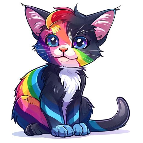 Premium Photo Cute Rainbow Cat Sticker Clipart AI Generated