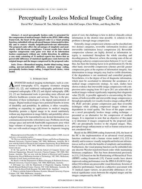 pdf perceptually lossless medical image coding