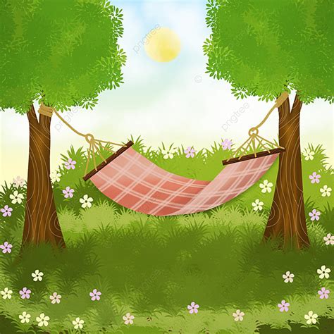 나무 해먹 일러스트 녹색 풀 꽃무늬 나무 해먹 배경 일러스트 및 사진 무료 다운로드 Pngtree