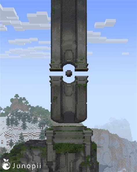 Minecraft Build Of A Large Floating Stone Structure Consisting Of