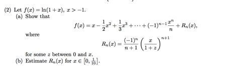 solved let f x ln 1 x x 1 show that f x x