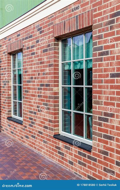 Building With Windows To The Street Fragment Of A Brick Facade Large