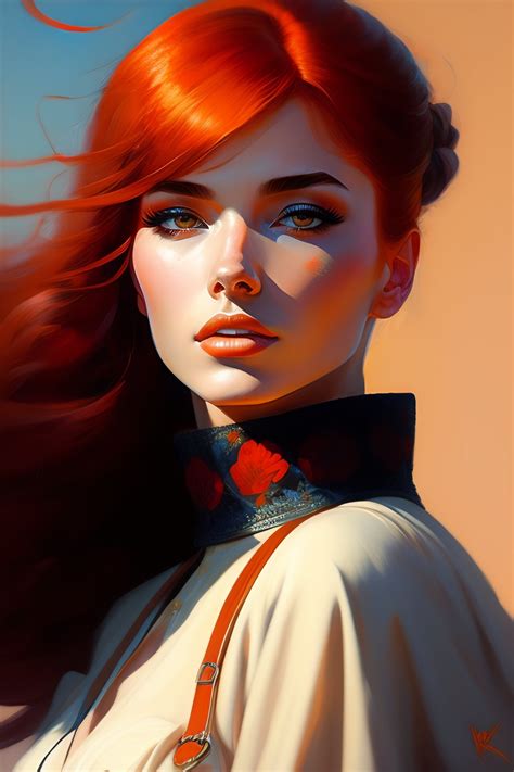 Lexica Realistic Detailed Waist Portrait Of A Beautiful Red Hair Girl
