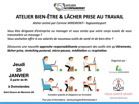 Atelier daccompagnement Bien être lâcher prise au travail jeudi