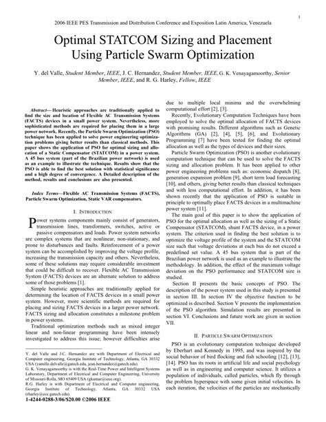 pdf optimal statcom sizing and placement using particle swarn optimization