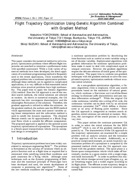flight trajectory optimization using genetic algorithm combined pdf mathematical