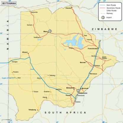 Botswana Transportation Map EPS Illustrator Map Vector World Maps