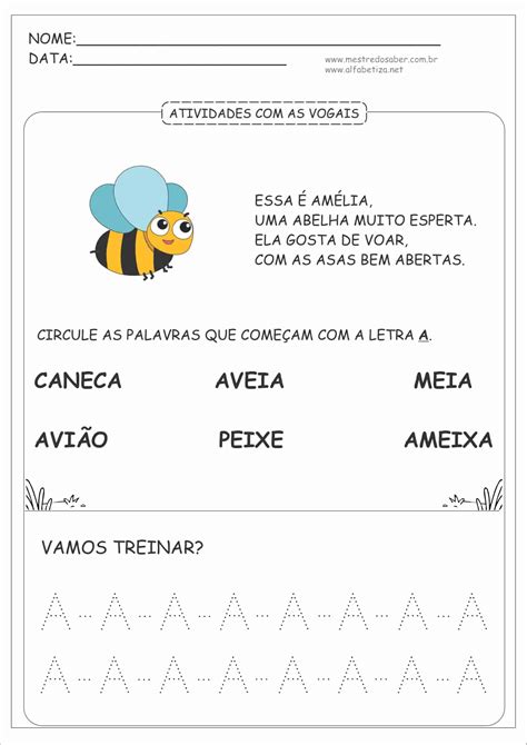 Atividades as Vogais Educação Infantil Mestre do Saber