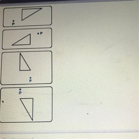 which image shows the triangle rotated 90 clockwise about point p