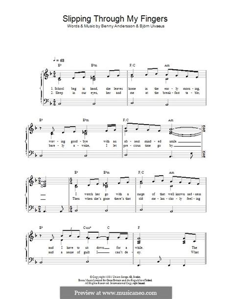Slipping Through My Fingers Abba By B Andersson B Ulvaeus On Musicaneo