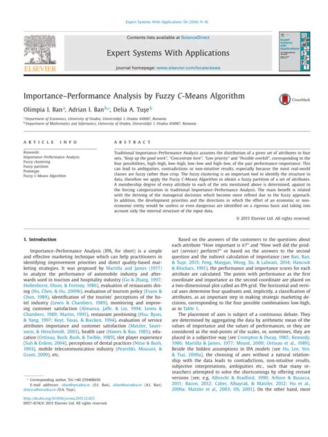 pdf importance performance analysis by fuzzy c means algorithm