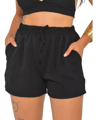Shorts Duna Feminino Cintura Alta Tendência Verão C Elástico MercadoLivre