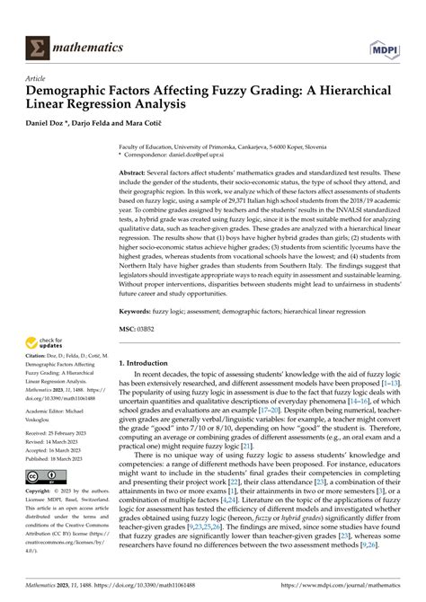 pdf demographic factors affecting fuzzy grading a hierarchical linear regression analysis