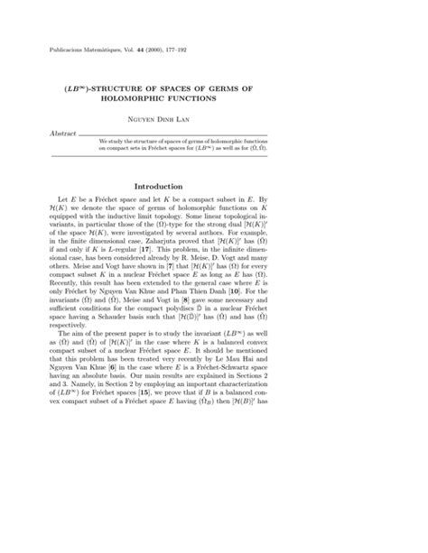 structure of spaces of germs of holomorphic functions