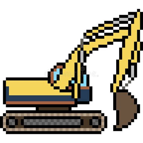 Vector Pixel Art Excavator Stock Vector Illustration Of Excavator