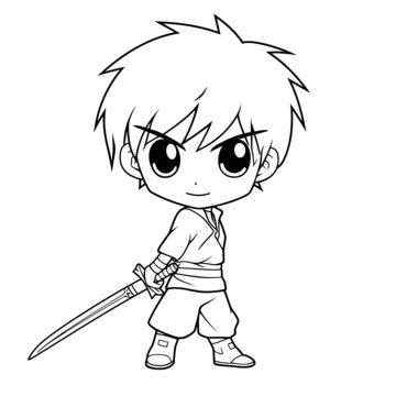 Samurai Style Coloring Page Outline Sketch Drawing Vector Samurai
