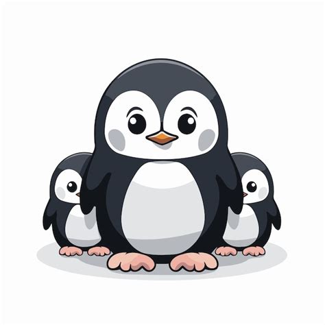 Familia de pingüinos personaje de dibujos animados lindo ilustración